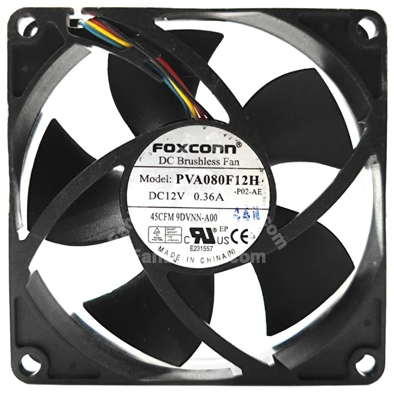 Foxconn PV080F12H 12V 0.36A 4 Wires PWM Axial Cooling Fan - FanDevice.com